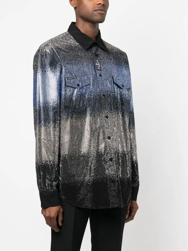 Philipp Plein Striped Sequin Shirt