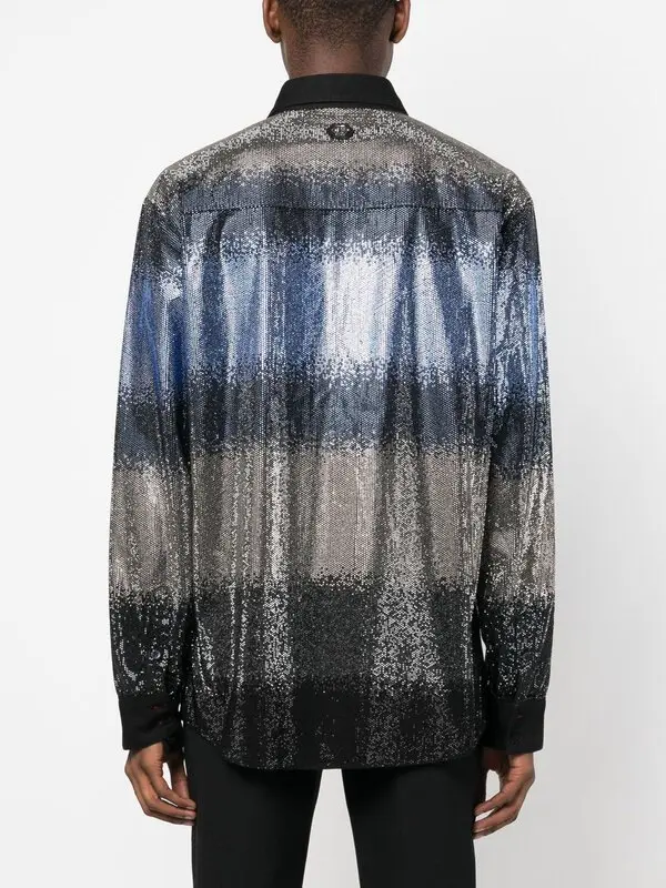 Philipp Plein Striped Sequin Shirt