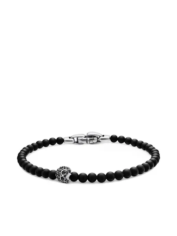 David Yurman Sterling Silver Memento Mori Skull Bracelet - Black