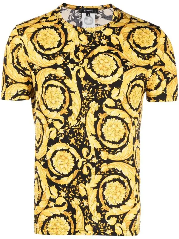 Versace Baroque-print Crew Neck T-shirt