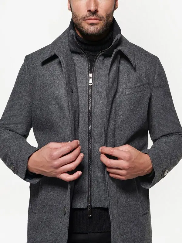 NORWEGIAN WOOL Down-lined Wool Coat - Grey