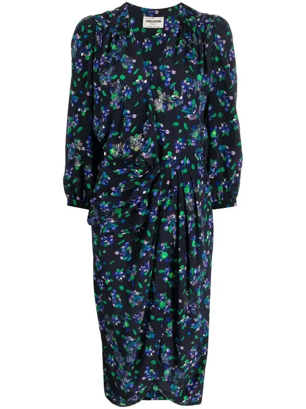 Zadig&Voltaire Draped Floral-print Midi Dress