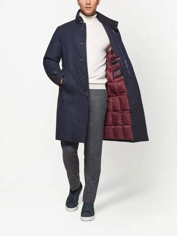 NORWEGIAN WOOL Single-breasted Down-filled Coat - Blue