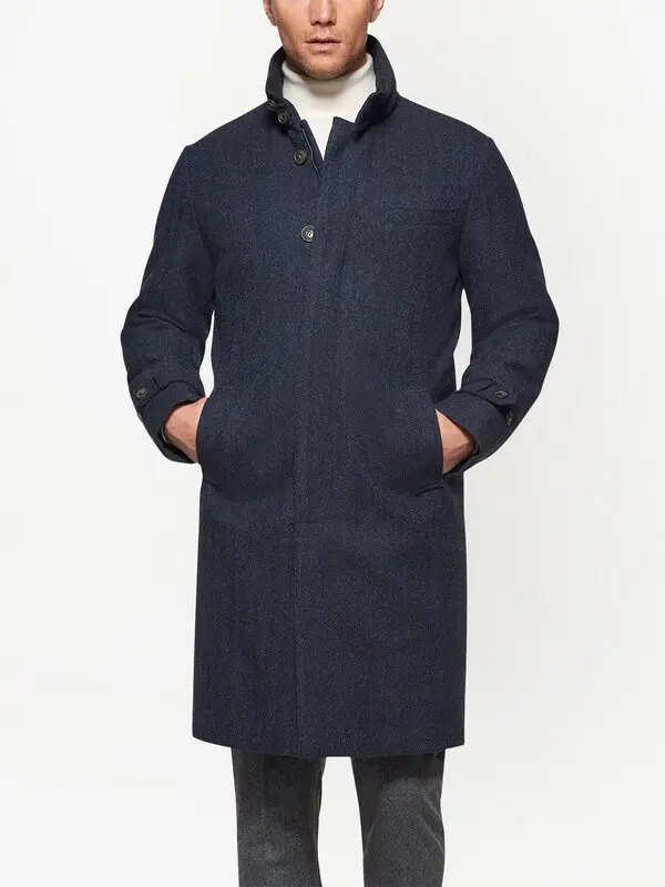 NORWEGIAN WOOL Single-breasted Down-filled Coat - Blue