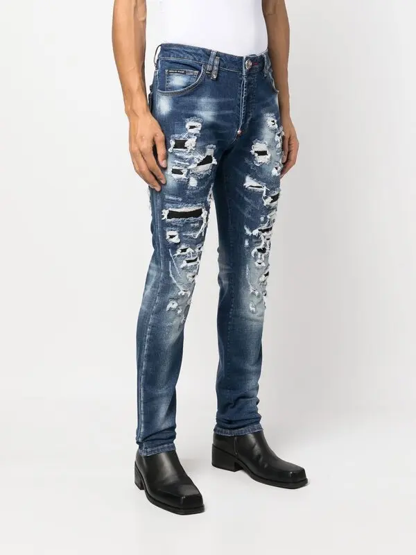 Philipp Plein Distressed Straight-leg Jeans