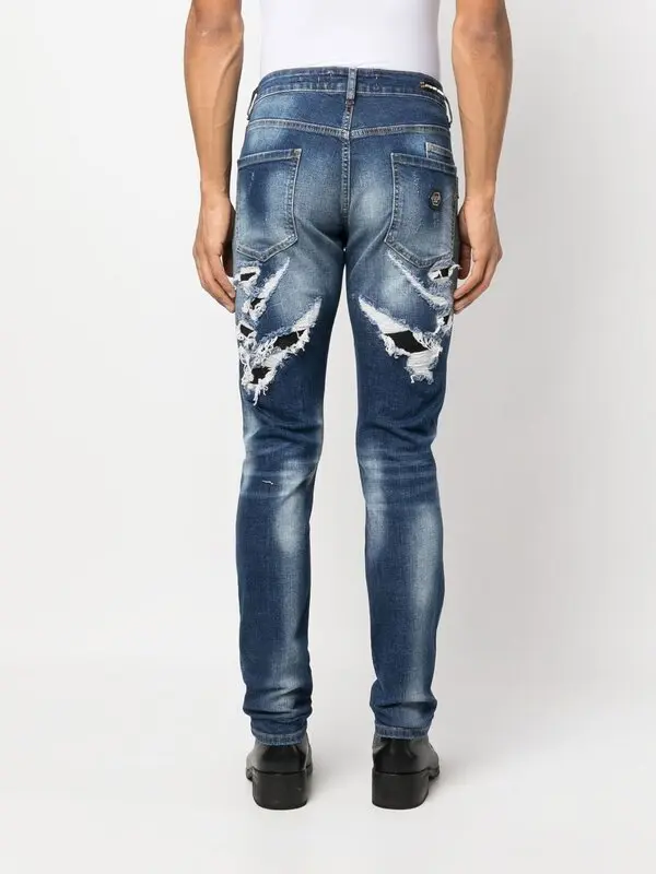 Philipp Plein Distressed Straight-leg Jeans