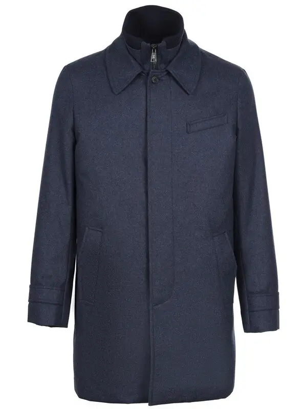 NORWEGIAN WOOL Down-lined Wool Coat - Blue