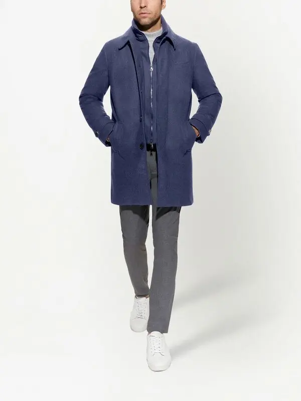 NORWEGIAN WOOL Down-lined Wool Coat - Blue