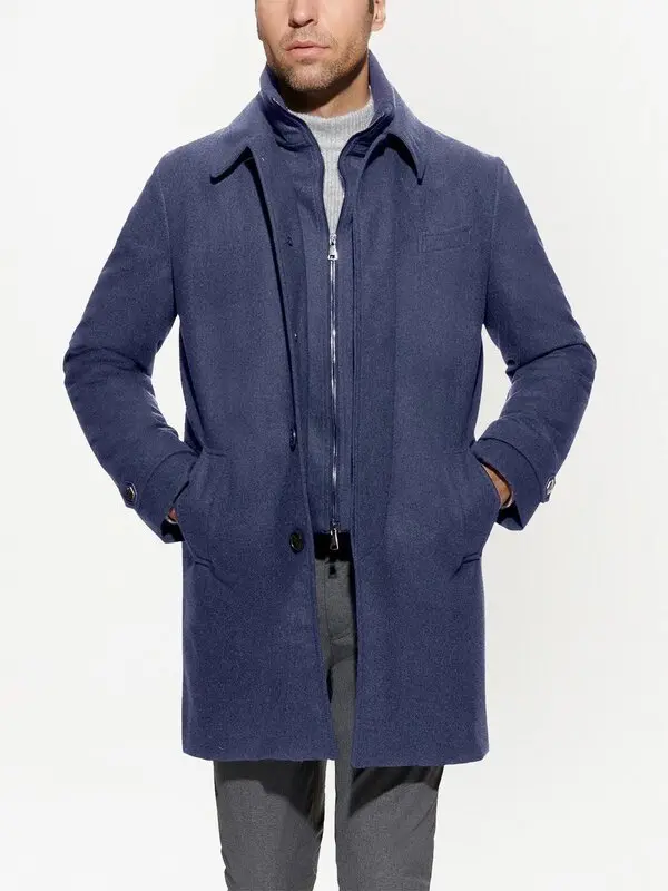 NORWEGIAN WOOL Down-lined Wool Coat - Blue