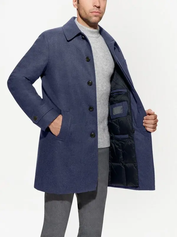 NORWEGIAN WOOL Down-lined Wool Coat - Blue
