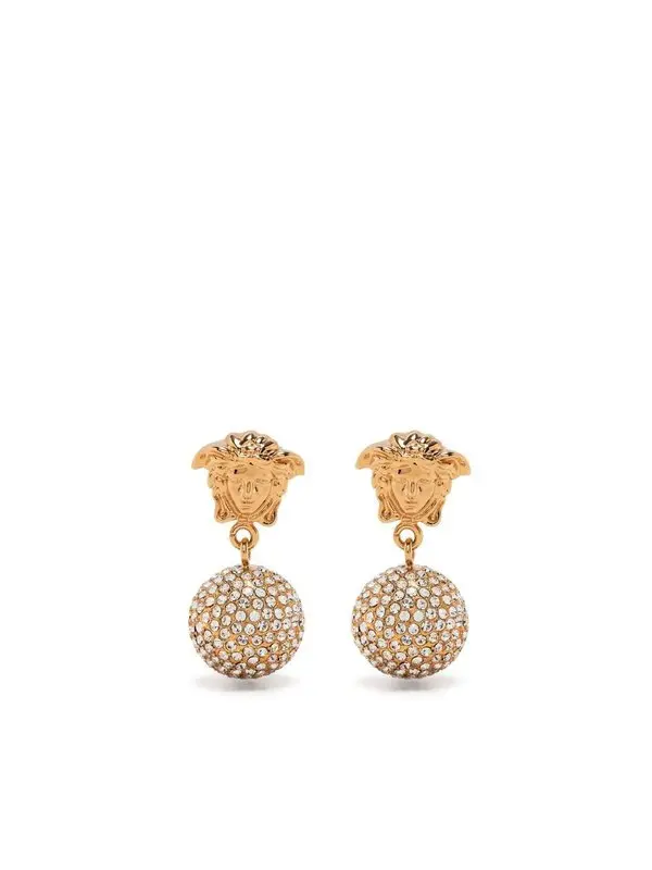 Versace La Medusa Crystal-embellished Drop Earrings - Gold