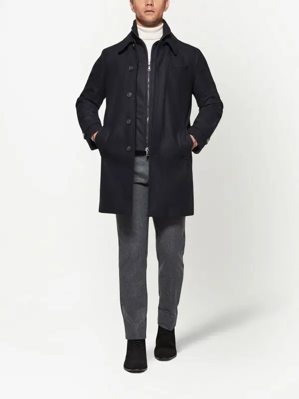 NORWEGIAN WOOL Down-lined Wool Coat - Black