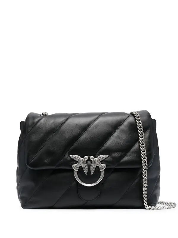 Pinko Love Big Puff Leather Shoulder Bag - Black