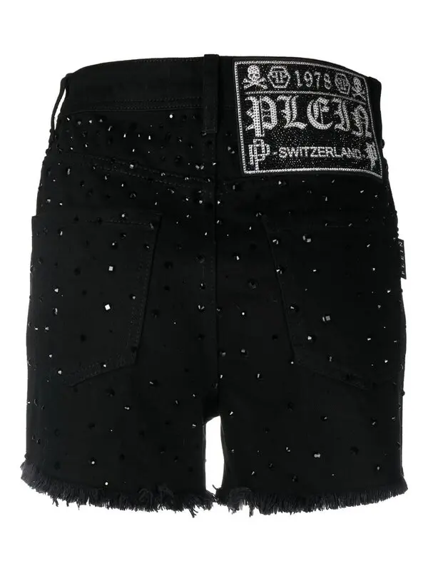 Philipp Plein Logo-patch Crystal-embellished Shorts