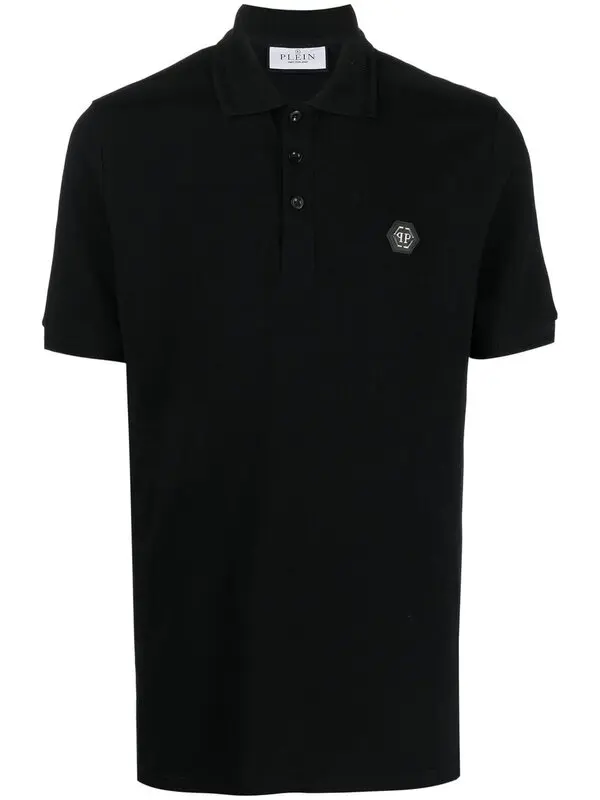 Philipp Plein Stars Print Polo Shirt - Black