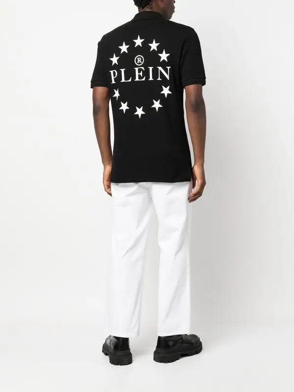 Philipp Plein Stars Print Polo Shirt - Black