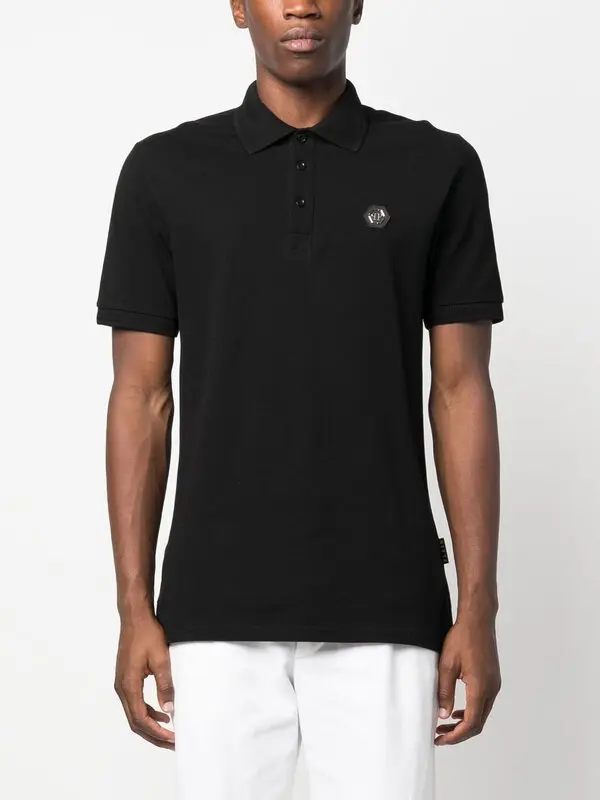 Philipp Plein Stars Print Polo Shirt - Black