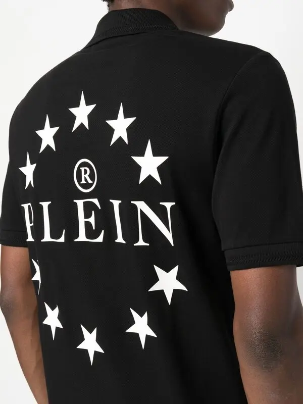Philipp Plein Stars Print Polo Shirt - Black