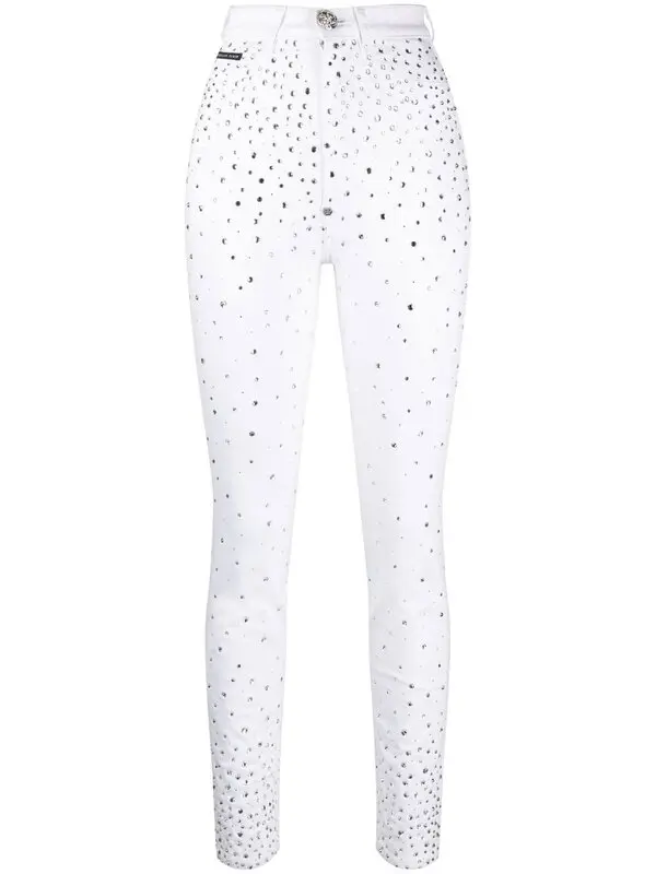 Philipp Plein Rhinestone-embellished Skinny Jeans - White