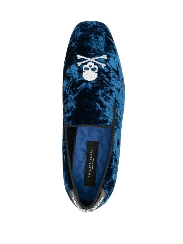 Philipp Plein Skull-appliqué Slippers - Blue