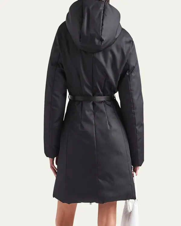 Prada Re-nylon Hooded Down Belted Jacket