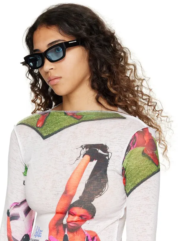 Bonnie Clyde Black Tomboy Sunglasses In Black/Blue - 32% Off