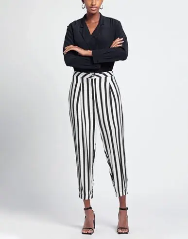SOALLURE Tapered Striped Pants - Black