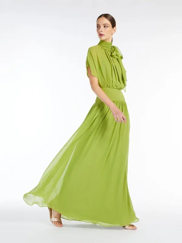 Max Mara Long Peplum Dress In Olive Green - 50% Off | Editorialist