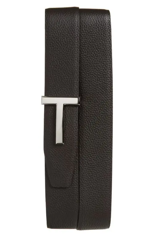 TOM FORD T Icon Reversible Leather Belt - Enb Brown/black