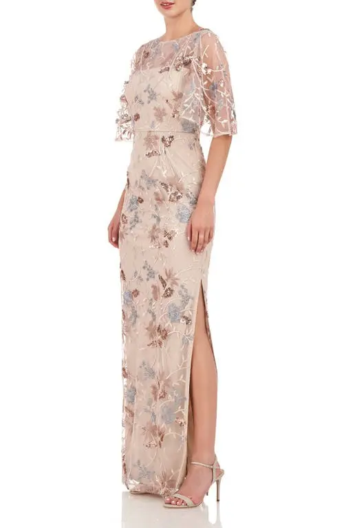 Js Collections Daphne Embroidered Sequin Gown - Mauve/ Silver