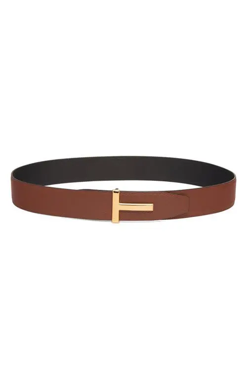 TOM FORD T Icon Reversible Leather Belt - 3bn40 Mid Brown/black