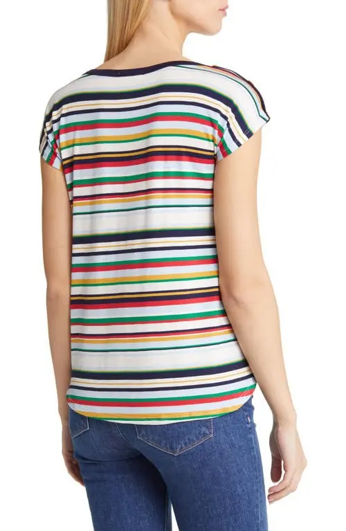 Loveappella Stripe Jersey T-shirt With Shoulder Buttons