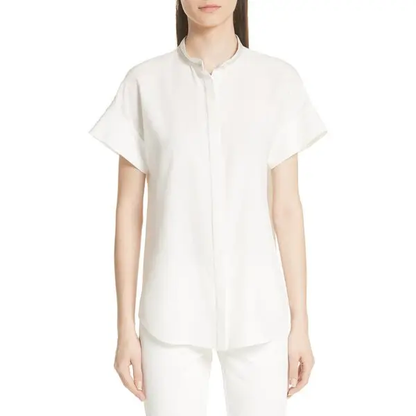 Lafayette 148 New York Camilla Silk Matte Blouse - Cloud