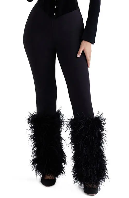 House Of Cb Nicolette Feather Trim Pants - Black