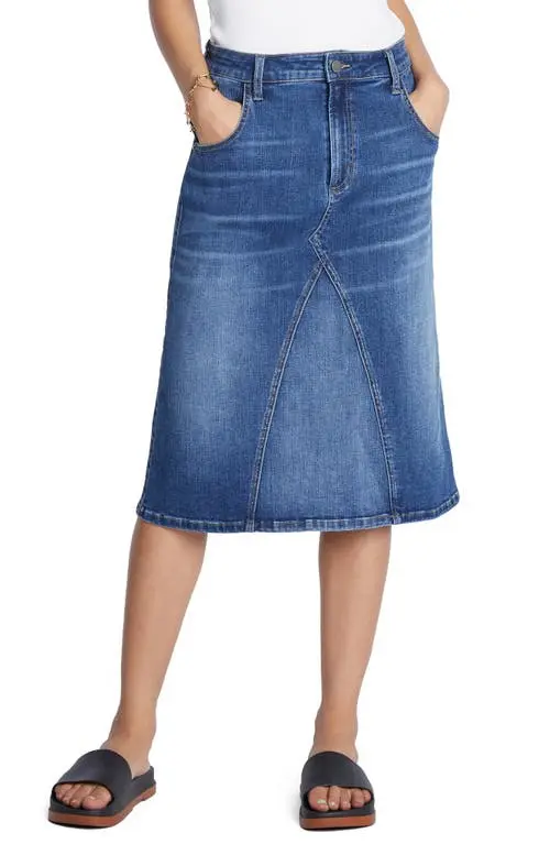 WASH LAB DENIM Pieced Midi Skirt - Lake Blue