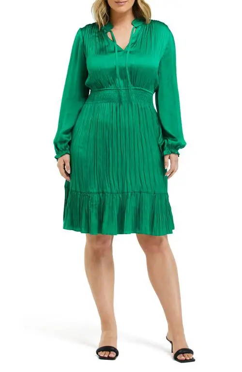 ESTELLE Nina Long Sleeve Satin Dress