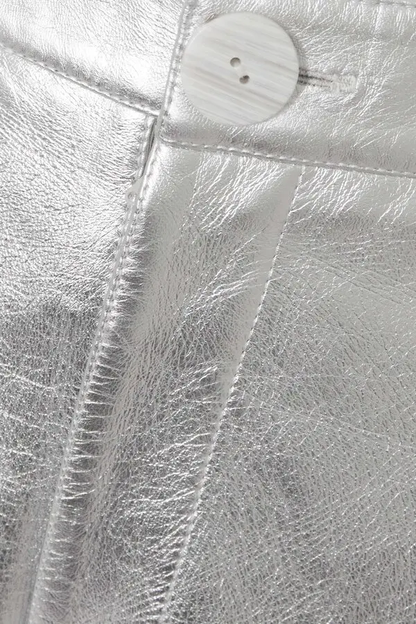 Bouguessa Charlotte Metallic Leather Straight-leg Pants