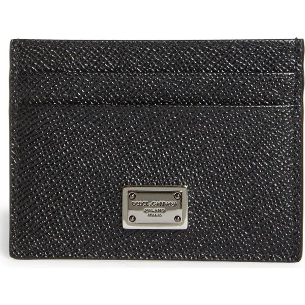 Dolce & Gabbana Logo Plaque Leather Card Case - Black