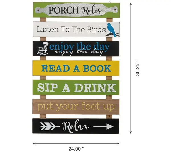 GLITZHOME Pallet Design Welcome Porch Rules Sig N