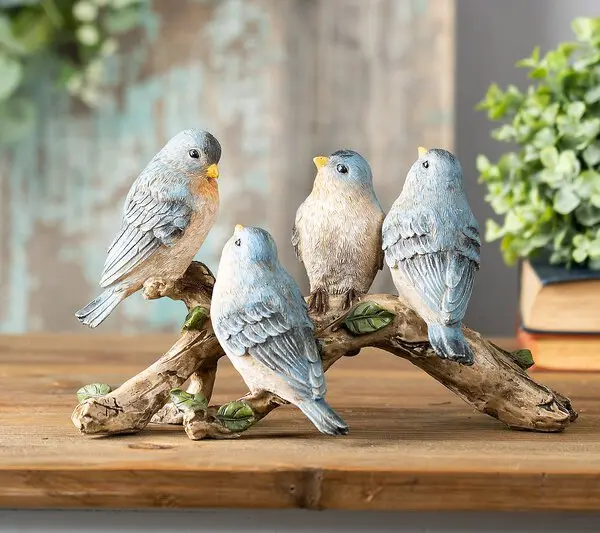 MELROSE Blue Birds On Branch Tabletop Figurine