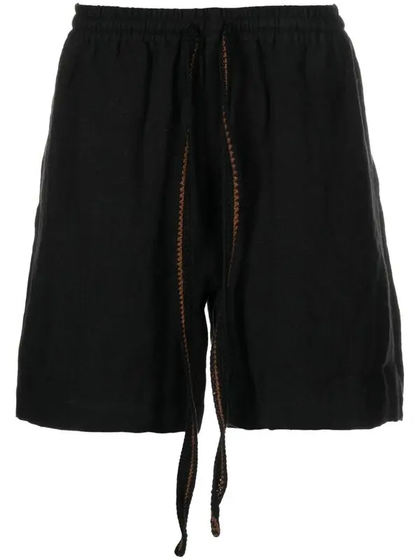 Commas Linen Lounge Shorts - Black