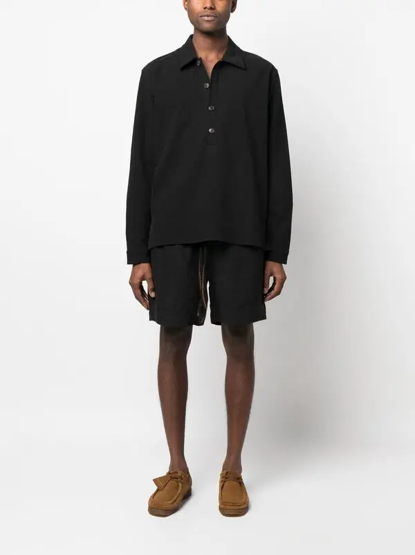Commas Linen Lounge Shorts - Black