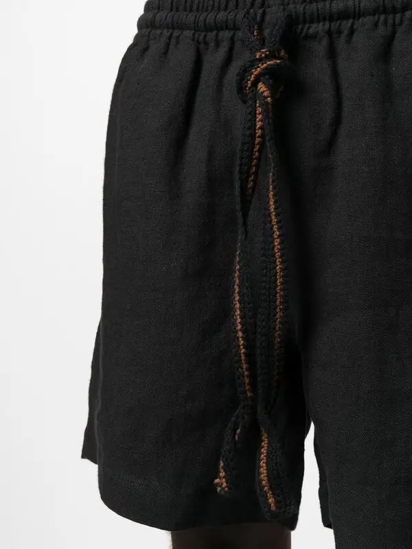 Commas Linen Lounge Shorts - Black