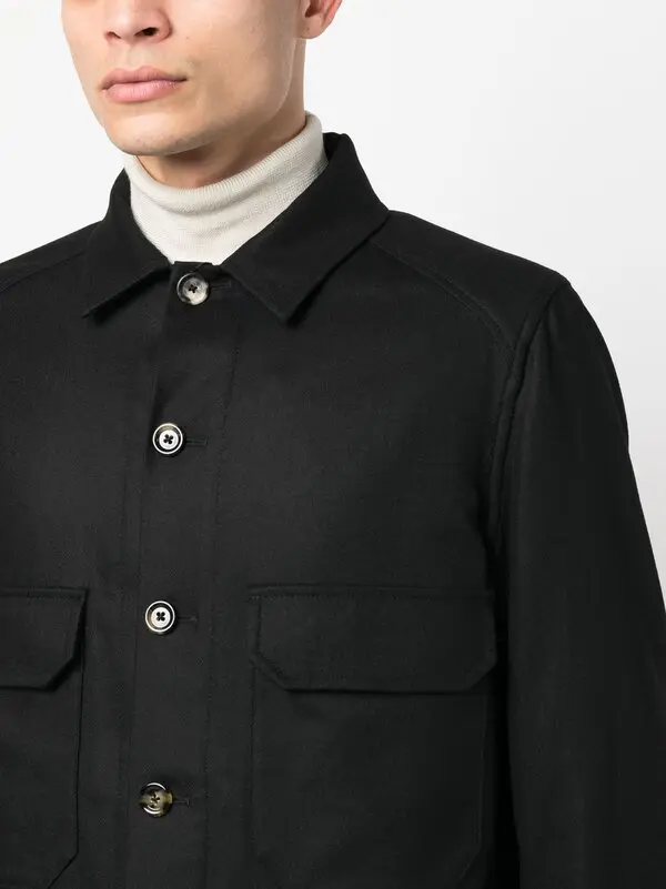 DELL'OGLIO Long-sleeve Button-up Shirt - Black