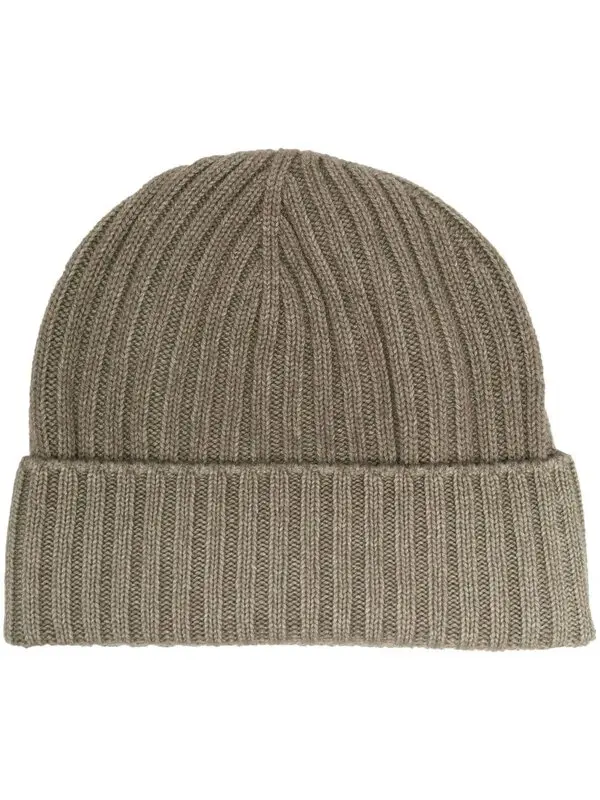 DELL'OGLIO Cashmere Ribbed Knit Beanie - Green