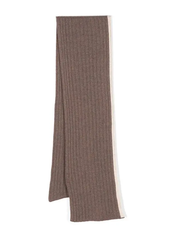 DELL'OGLIO Ribbed Knit Scarf - Brown