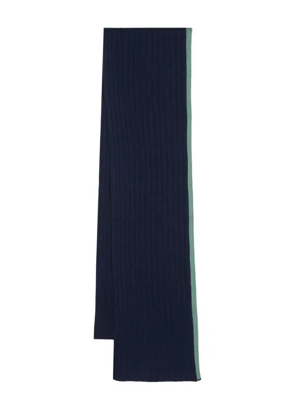 DELL'OGLIO Cashmere Ribbed Knit Scarf - Blue