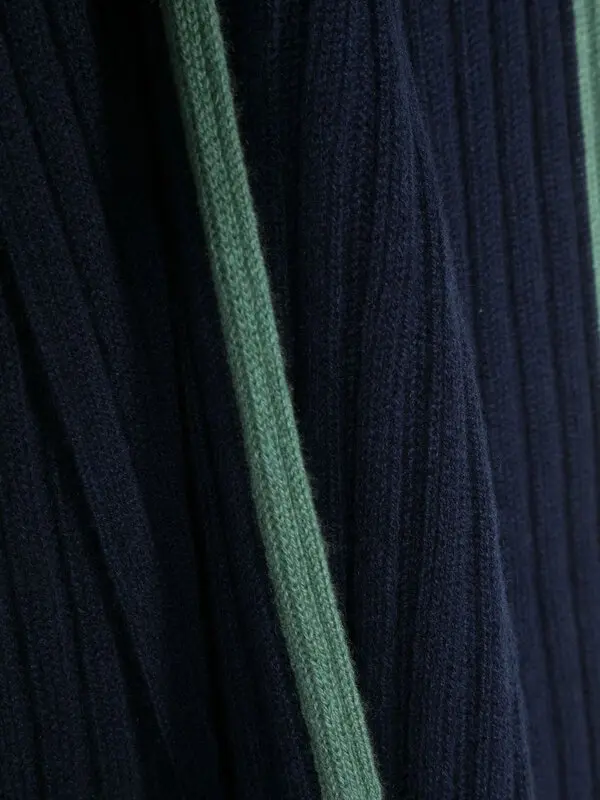 DELL'OGLIO Cashmere Ribbed Knit Scarf - Blue