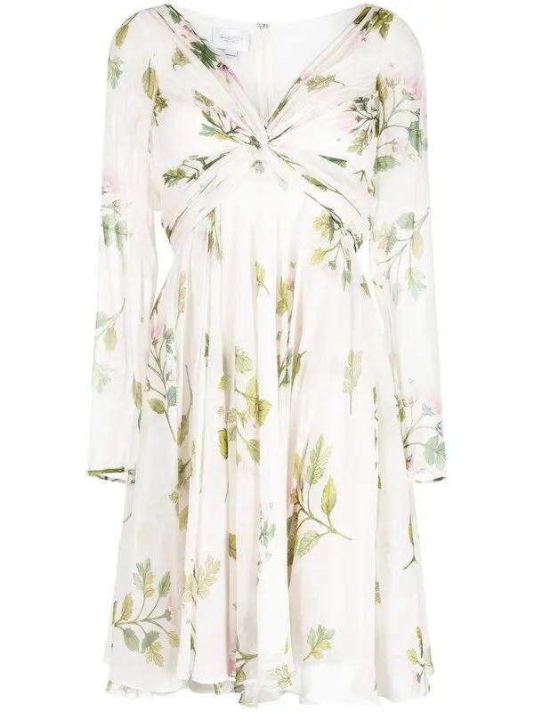 Giambattista Valli Gathered Floral-print Silk Dress