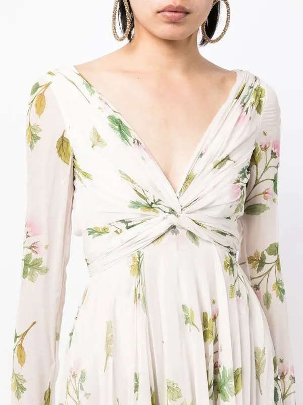 Giambattista Valli Gathered Floral-print Silk Dress